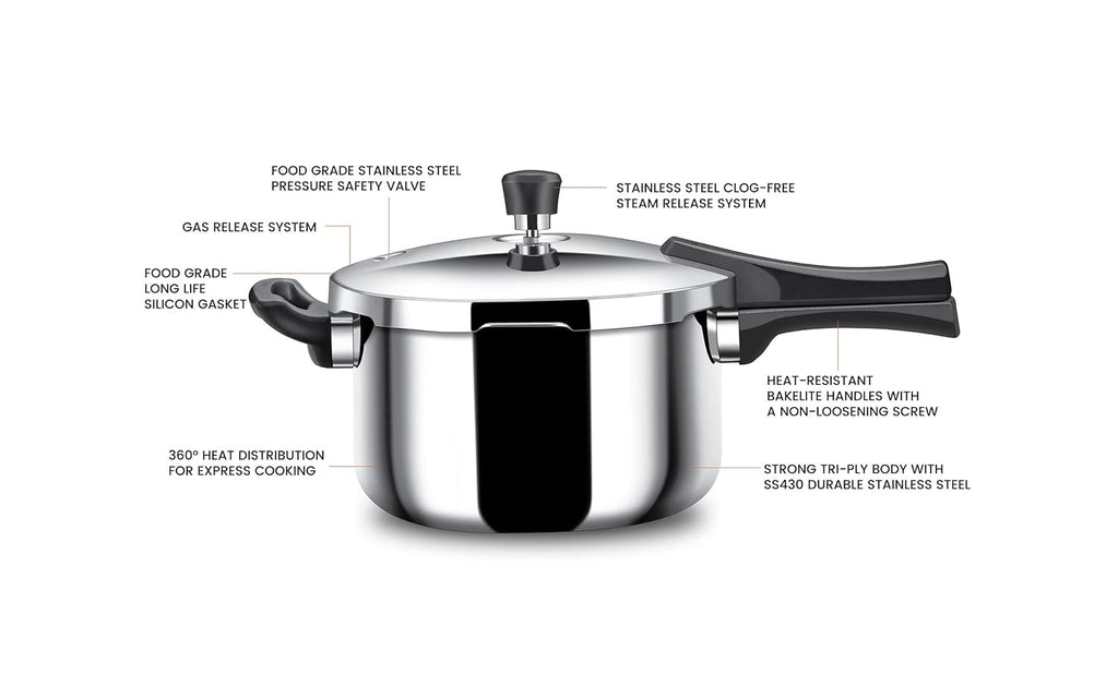 Stahl Xpress Cooker Triply Pressure Cooker, Induction Cooker, Outer Li ...