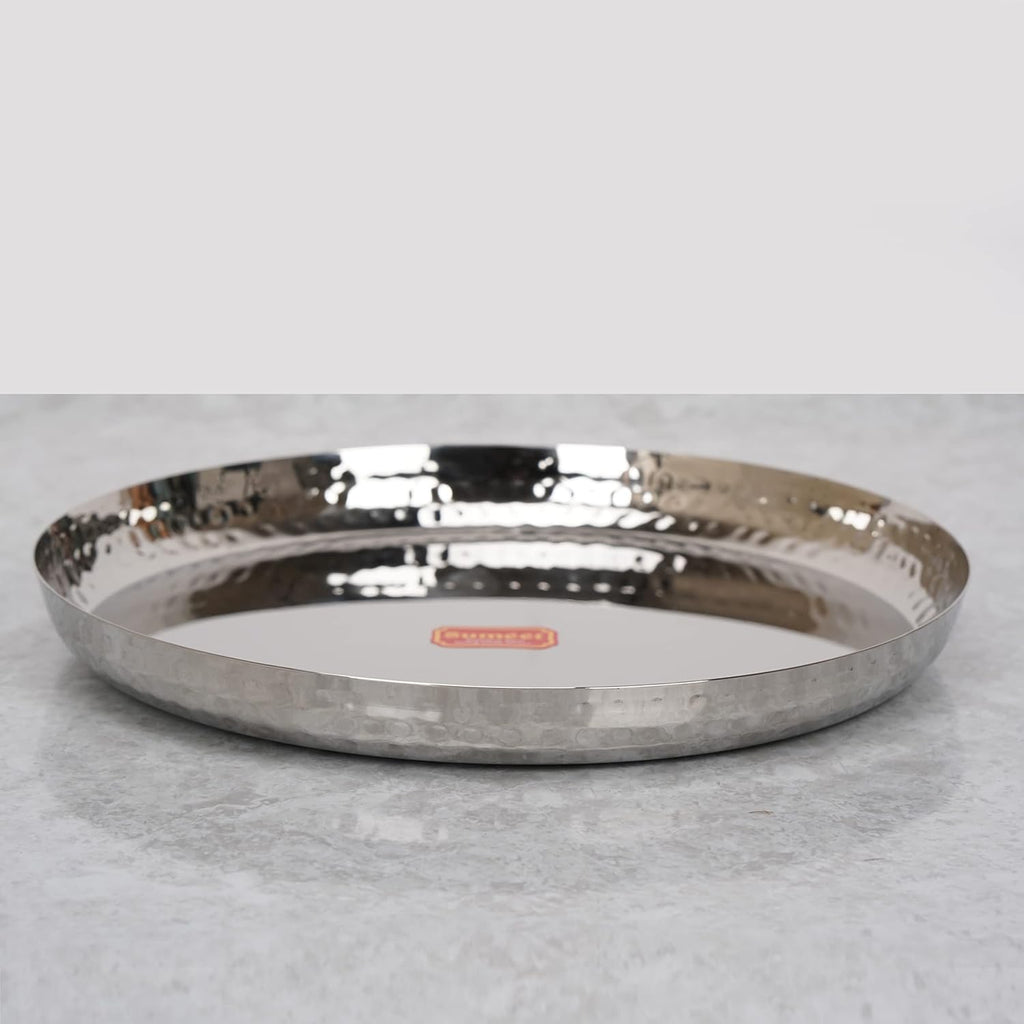 Stainless Steel Hammered Heavy Gauge Mirror Finish Plate /thali/bowl 1 ...