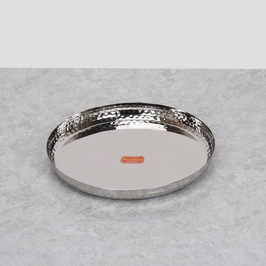 Stainless Steel Hammered Heavy Gauge Mirror Finish Plate /thali/bowl 1 ...