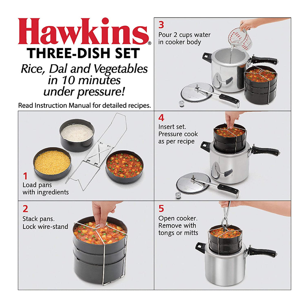 Hawkins Hard Anodized 3 Dish Set Seperator For Pressure Cooker (ADS65 ...