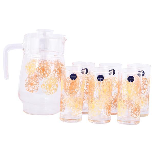Luminarc Big flower orange beverage set, Set of 7 Pcs – The Kitchen ...